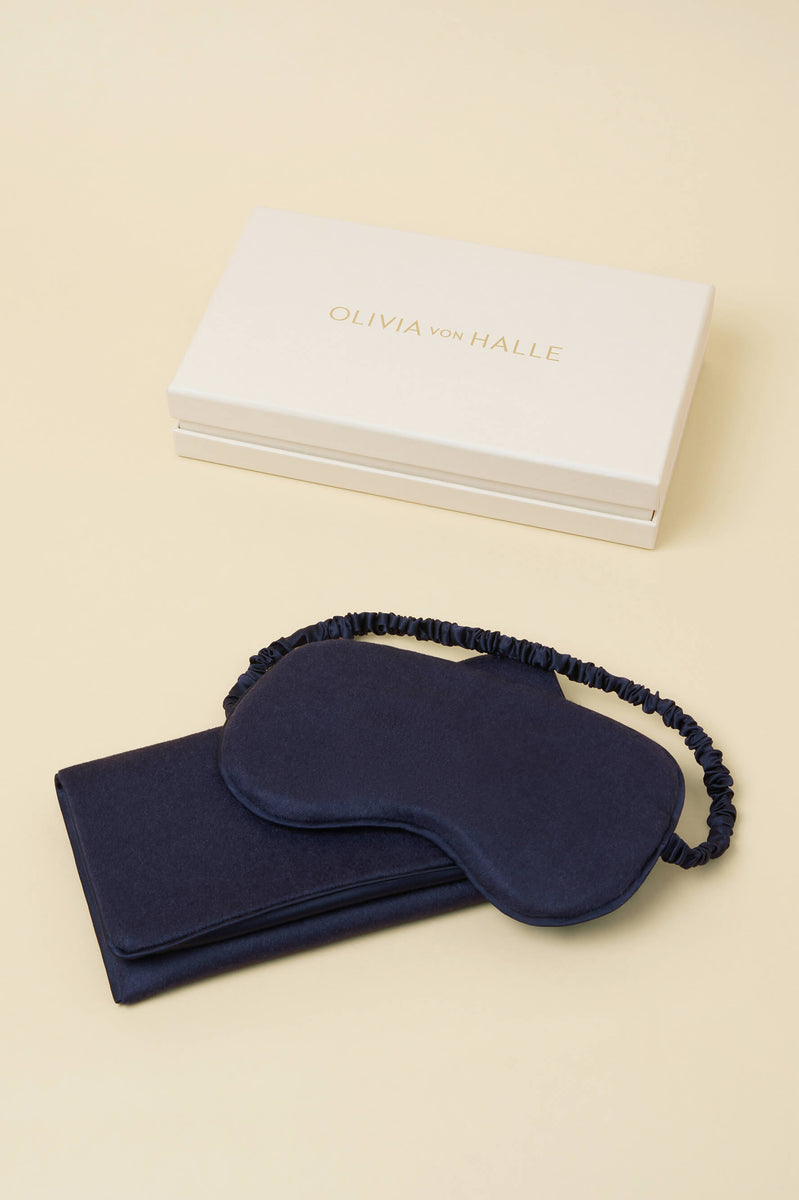 Audrey Osaka Navy Eye Mask in Cashmere | Olivia von Halle