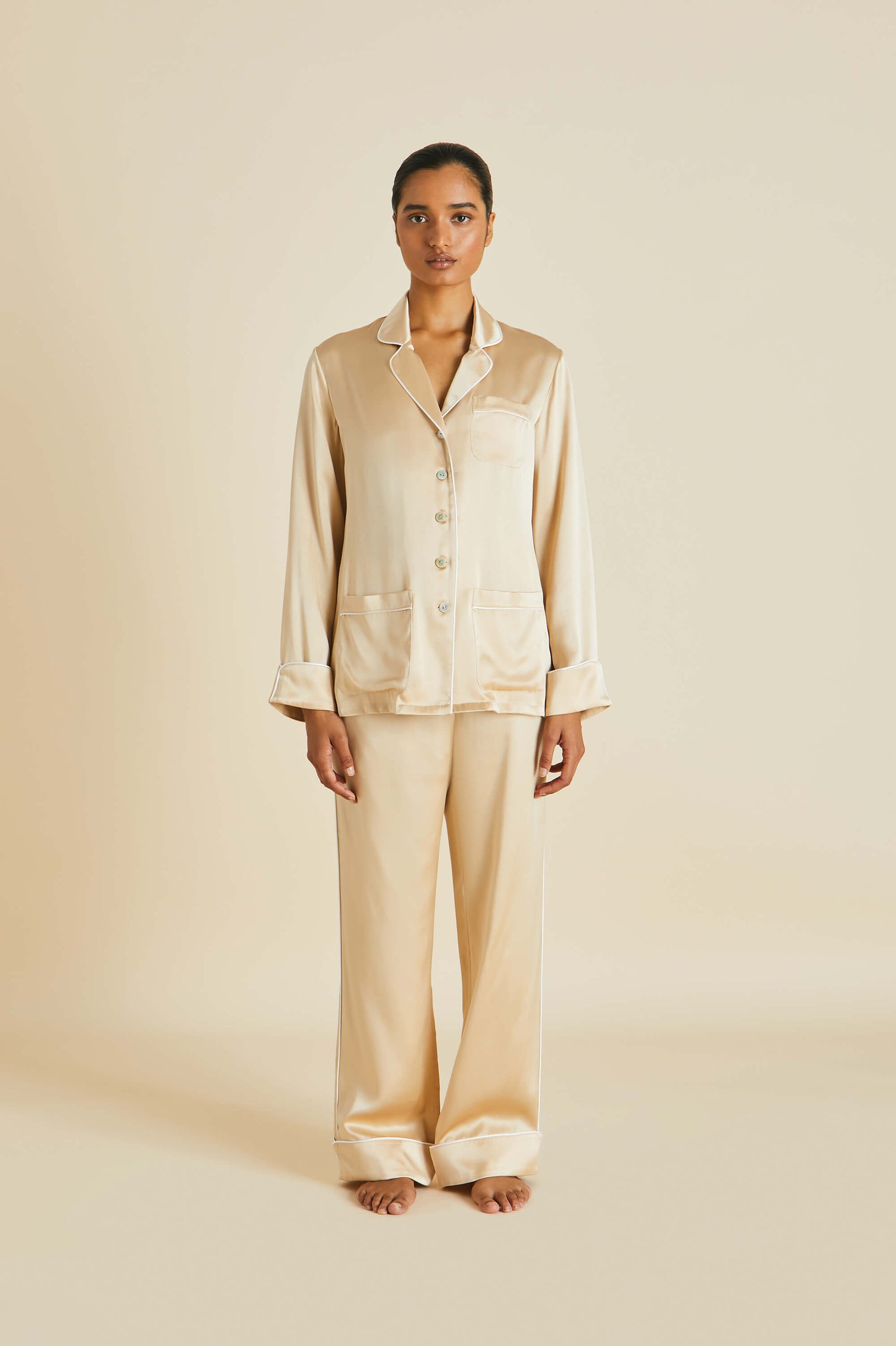 Coco Caramel Pyjamas in Silk Satin | Olivia von Halle