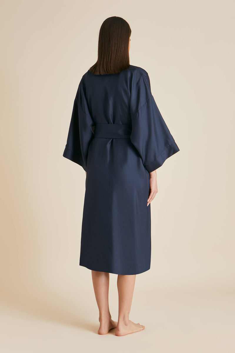 Sabine Navy Robe in Silk Twill | Olivia von Halle