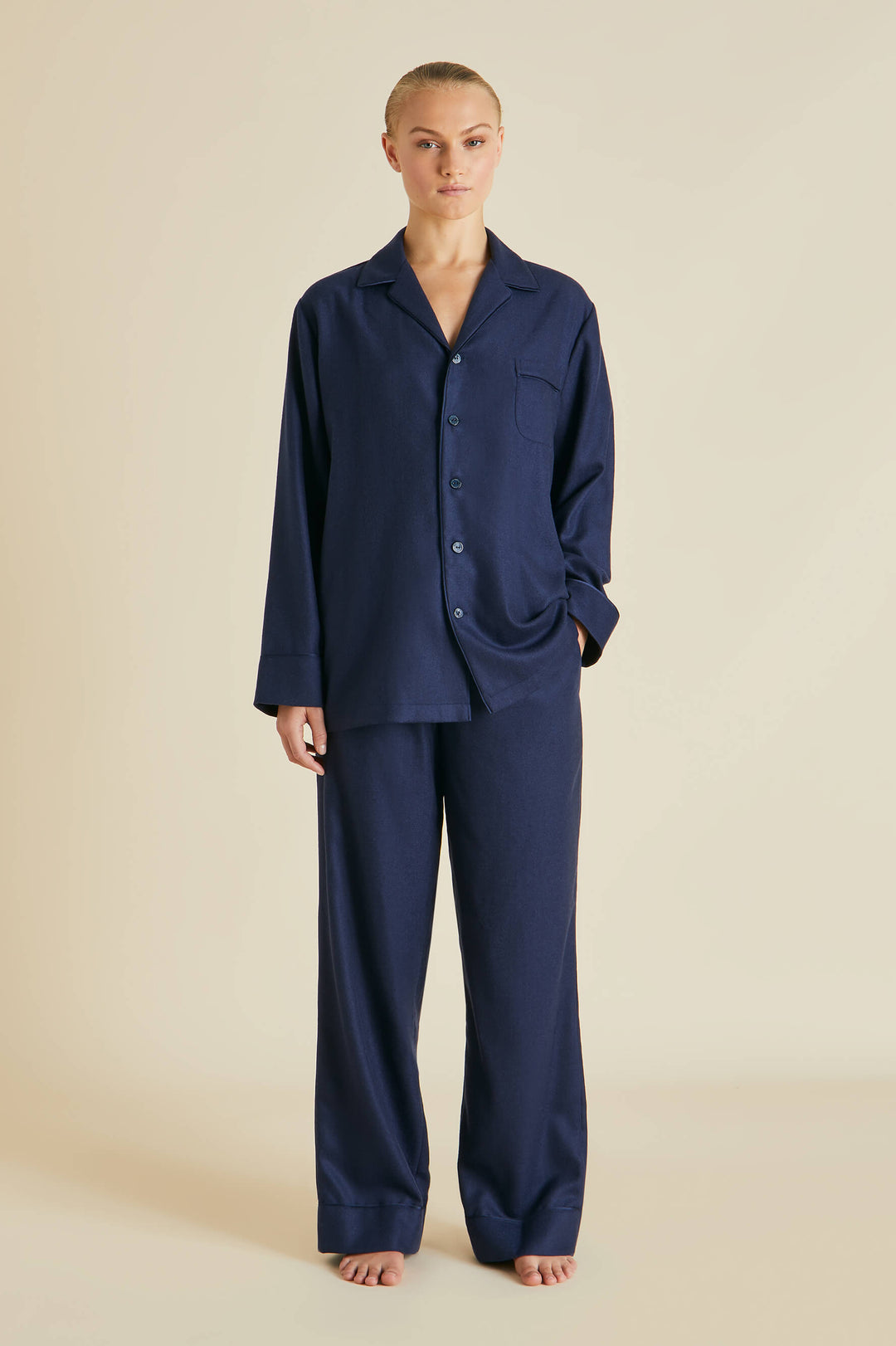 Vanderbilt Osaka Navy Pyjamas in Cashmere | Olivia von Halle