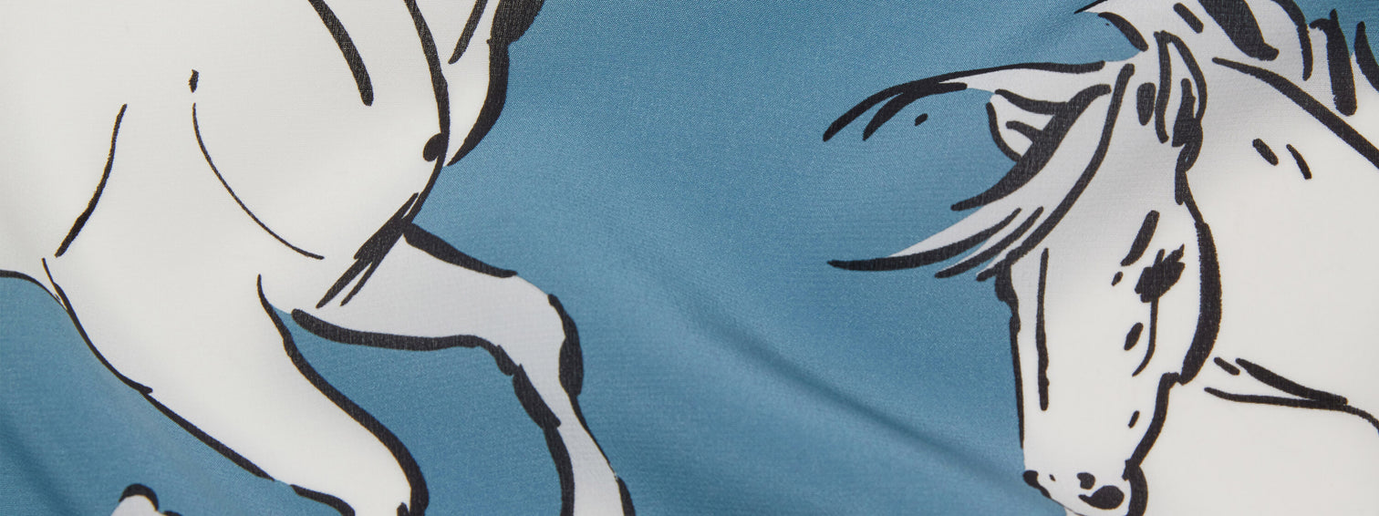 Amaya Cordelia Blue Horse Robe in Silk Crêpe de Chine | Olivia von Halle