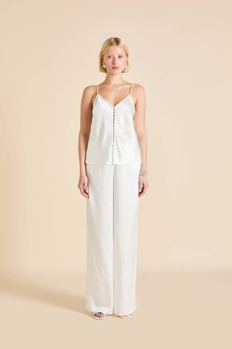 Blair Ivory Camisole Set in Silk Satin | Olivia von Halle