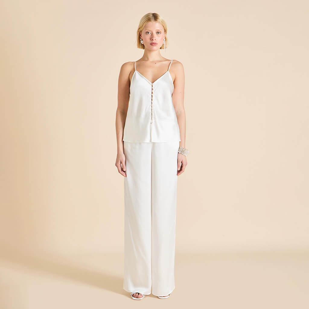 Blair Ivory Camisole Set in Silk Satin | Olivia von Halle