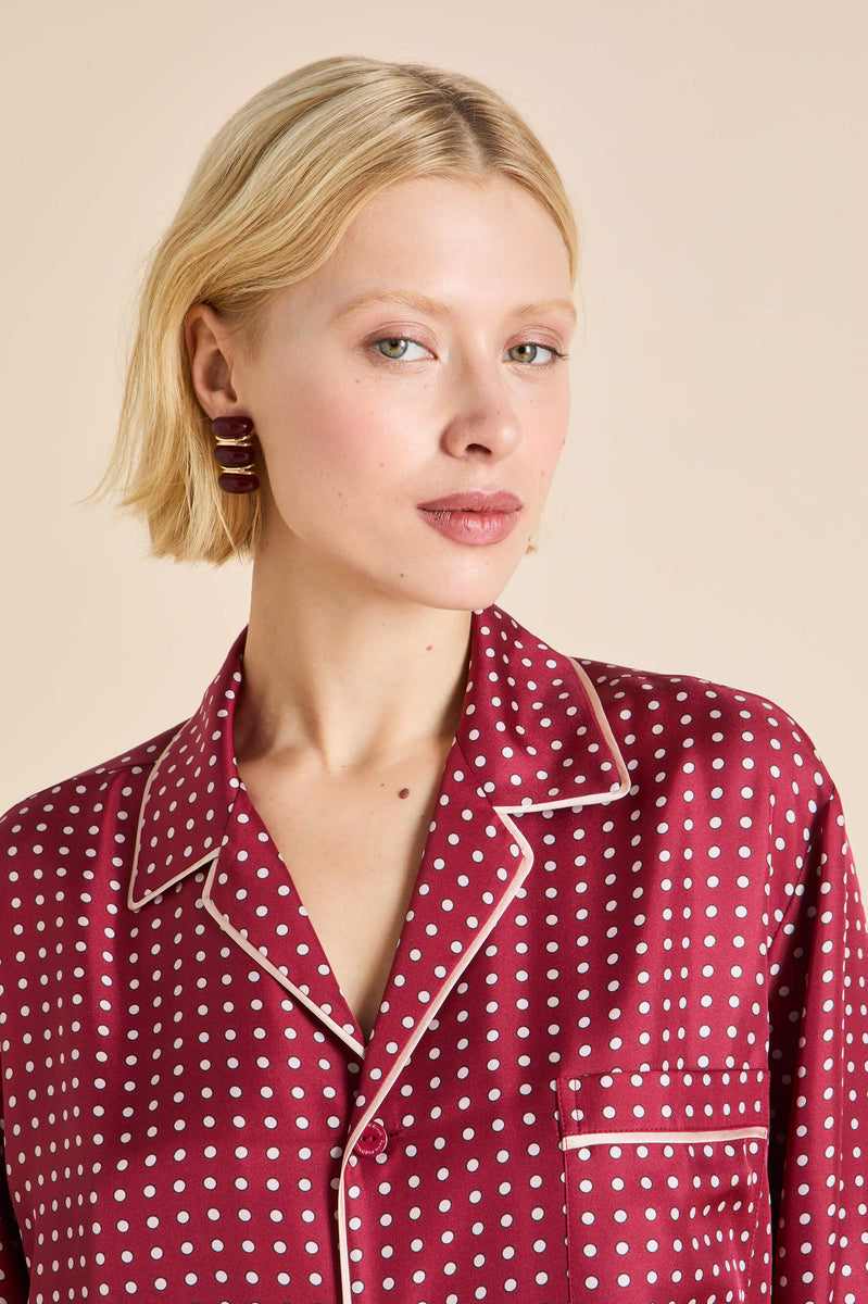 Yves Palazzo Red Polka Dot Pyjamas in Silk Twill | Olivia von Halle