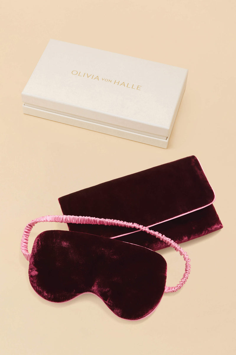 Audrey Claret Red Eye Mask in Silk Velvet | Olivia von Halle