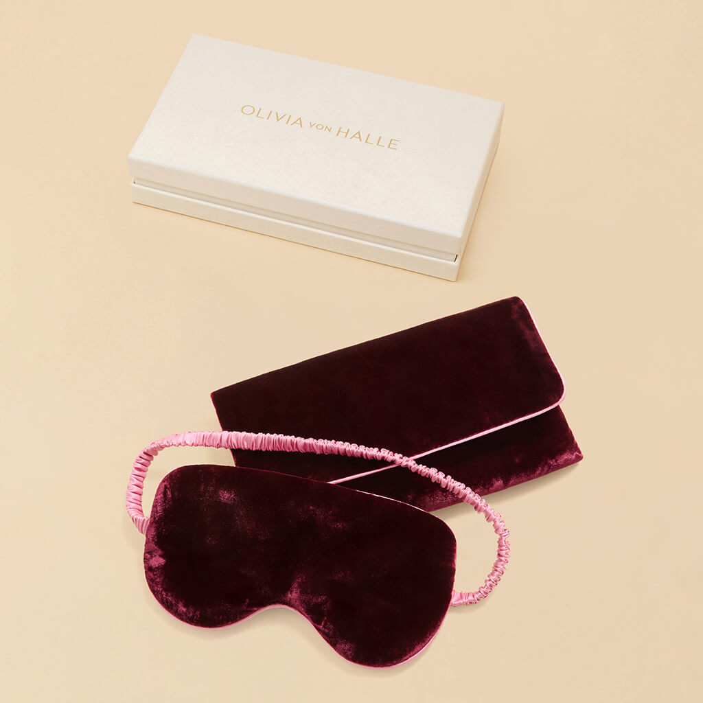 Audrey Claret Red Eye Mask in Silk Velvet | Olivia von Halle