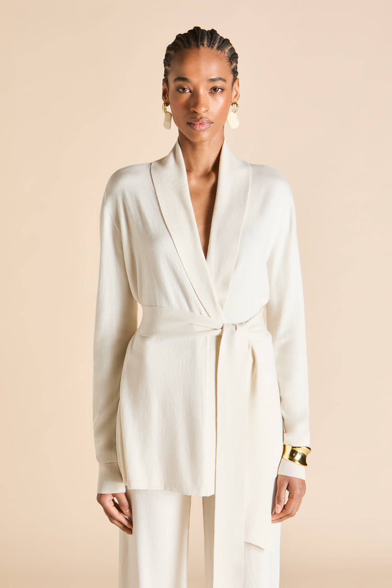 Caro Alaska Ivory Tracksuit in Silk-Cashmere | Olivia von Halle