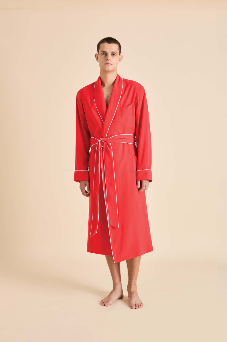 Mescal Crimson Red Robe in Sandwashed Silk | Olivia von Halle
