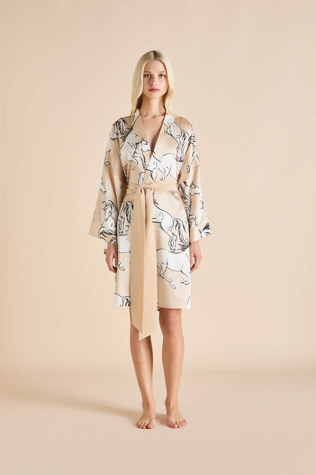 Mimi Clementine Caramel Horse Robe in Silk Satin | Olivia von Halle