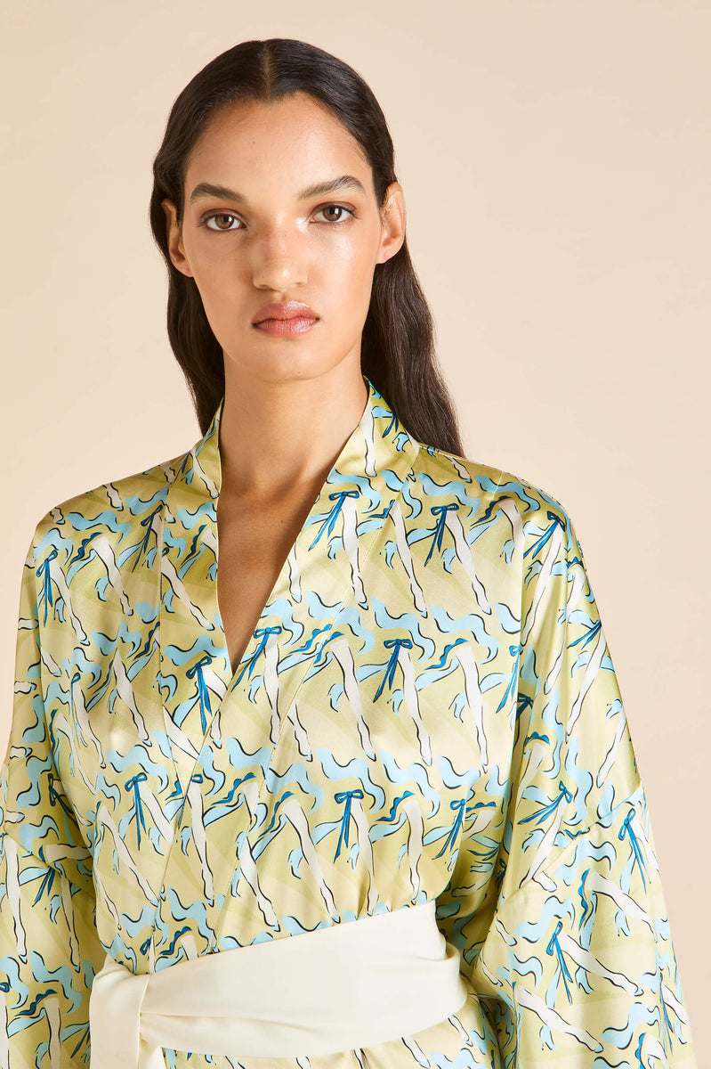 Mimi Loulou Yellow Can-can Robe in Silk Satin | Olivia von Halle