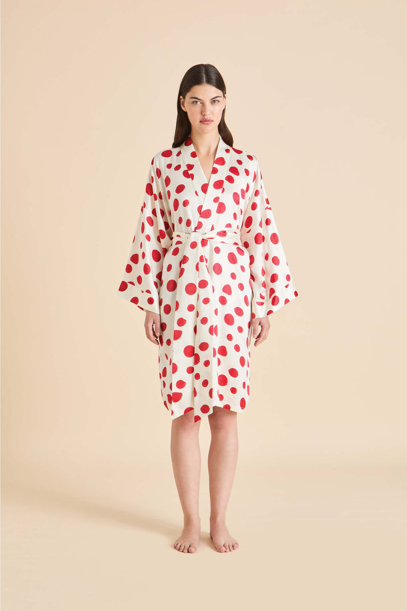 Mimi Sonnet Ivory Wax Seal Robe in Silk Satin | Olivia von Halle