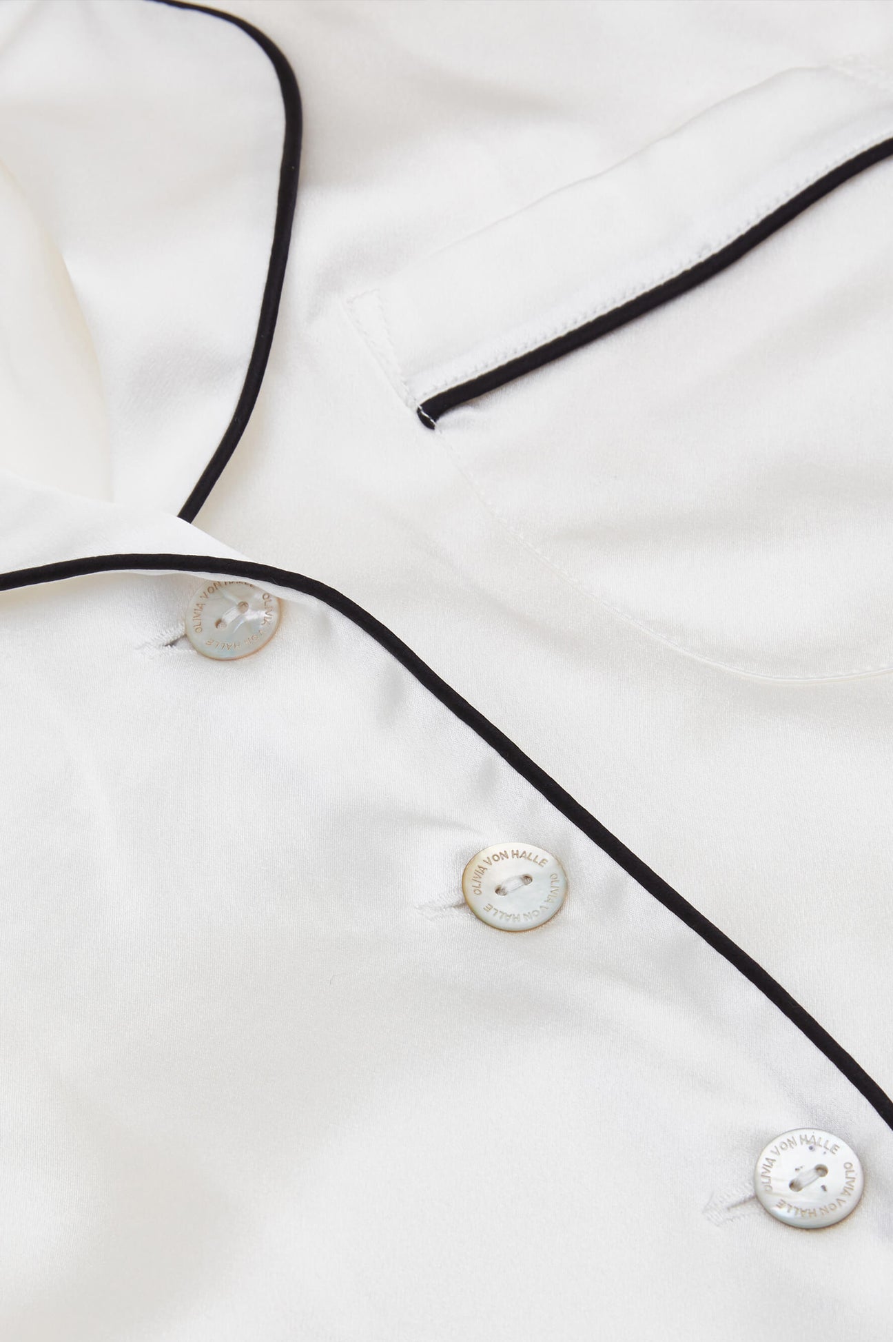 Coco Ivory Jet Black Pyjamas in Silk Satin | Olivia von Halle