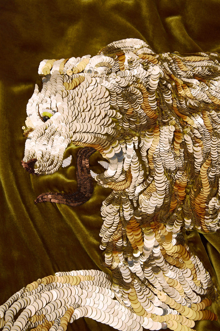 Jagger August Gold Embellished Pyjamas in Silk Velvet | Olivia von Halle